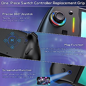 Switch Controller for Nintendo Switch/OLED, RGB One-Piece Joypad Controller for Switch Controllers Joy-con with Adjustable TURBO, Dual Motor Vibration,Handheld Switch Pro Controller for Switch Gaming