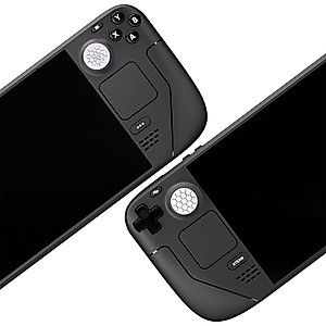 PlayVital Thumb Grip Caps for Steam Deck LCD, Silicone Thumbsticks Grips Joystick Caps for Steam Deck OLED - Diamond Grain & Crack Bomb Design White