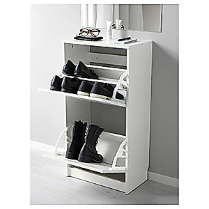 Ikea BISSA shoe cabinet with 2 compartments white (49x28x93 cm)