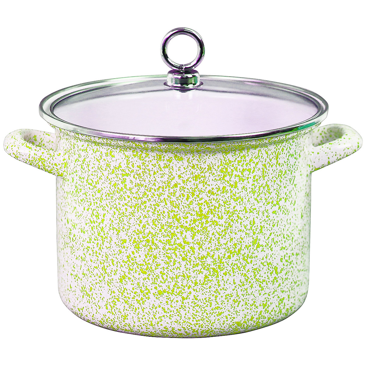 Calypso Basics by Reston Lloyd Enamel Stock Pot with Glass Lid, 2.5 quart, Lime/White Marble