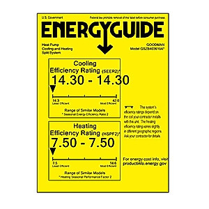 Goodman 3 Ton 14.3 SEER2 Energy-Efficient Single Stage Split System Heat Pump GSZB403610 and Multi-Positional Multi-Speed Air Handler AMST42CU1400 with Internal TXV