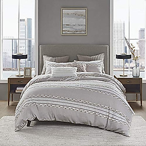 INK+IVY 100% Cotton Comforter Set Trendy Stripe Textured Design, Modern Down Alternative, All Season Cozy Bedding with Matching Shams, King/Cal King, Taupe Jacquard Stripes