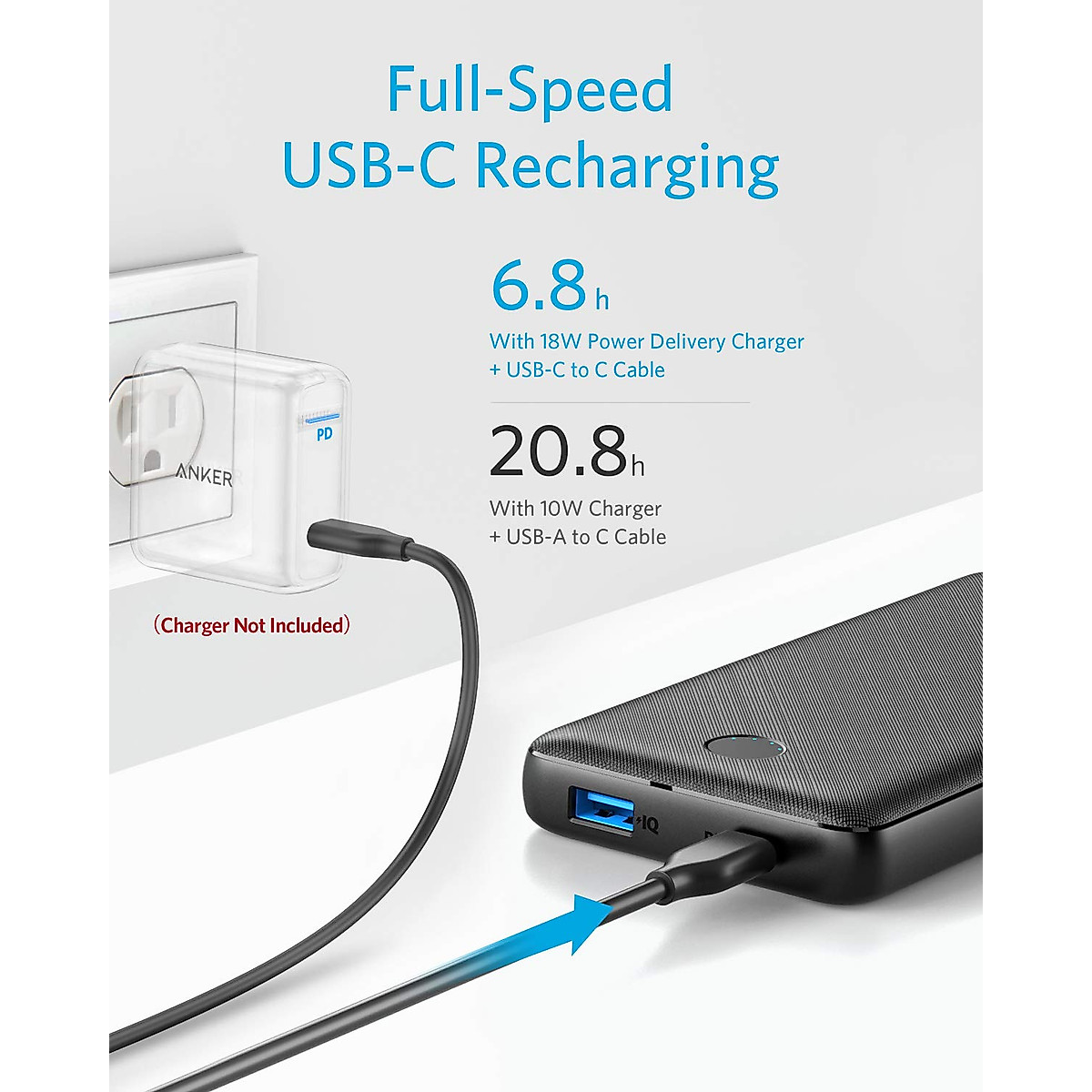 Anker New Nylon USB-C to Lightning Charging Cord (1ft, Black) 525 Power Bank (PowerCore 20K) for iPhone 13 13 Pro 12 Pro Max 12 11 X XS XR 8 Plus, AirPods Pro and More