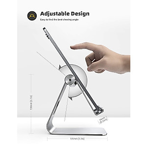 Tablet Stand Adjustable, Lamicall Phone Stand : Desktop Stand Holder Dock Compatible with Phone Xs Max XR, New iPad 2018 Pro 9.7, 10.5, Air Mini 2 3 4, Kindle, Accessories, Tab (4-13 inch) - Silver