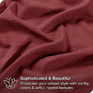 Bare Home Sandwashed Duvet Cover Full Size - Premium 1800 Collection Duvet Set - Cooling Duvet Cover - Super Soft Duvet Covers (Full, Sandwashed Rosewood)