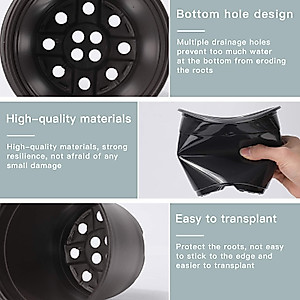 Oubest Plastic Black Plant Nursery Pots 6" 100 pcs 0.5 Gallon for Flower Plant Container Seed Starting Seedlings Reusable Transplanting Succulent Propagation Planting Pots