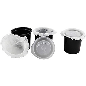Fill 'n Brew Individual Disposable Coffee Pods for use with Coffee Makers: 24 fillable coffee pods, filters & lids