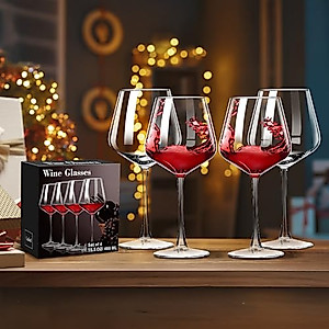 PARACITY Wine Glasses Set of 4, Hand Blown White and Red Wine Glasses, Burgundy Wine Glass, Christmas Gifts, 16oz Red Wine Glasses for Women, Men, Wedding and Birthday