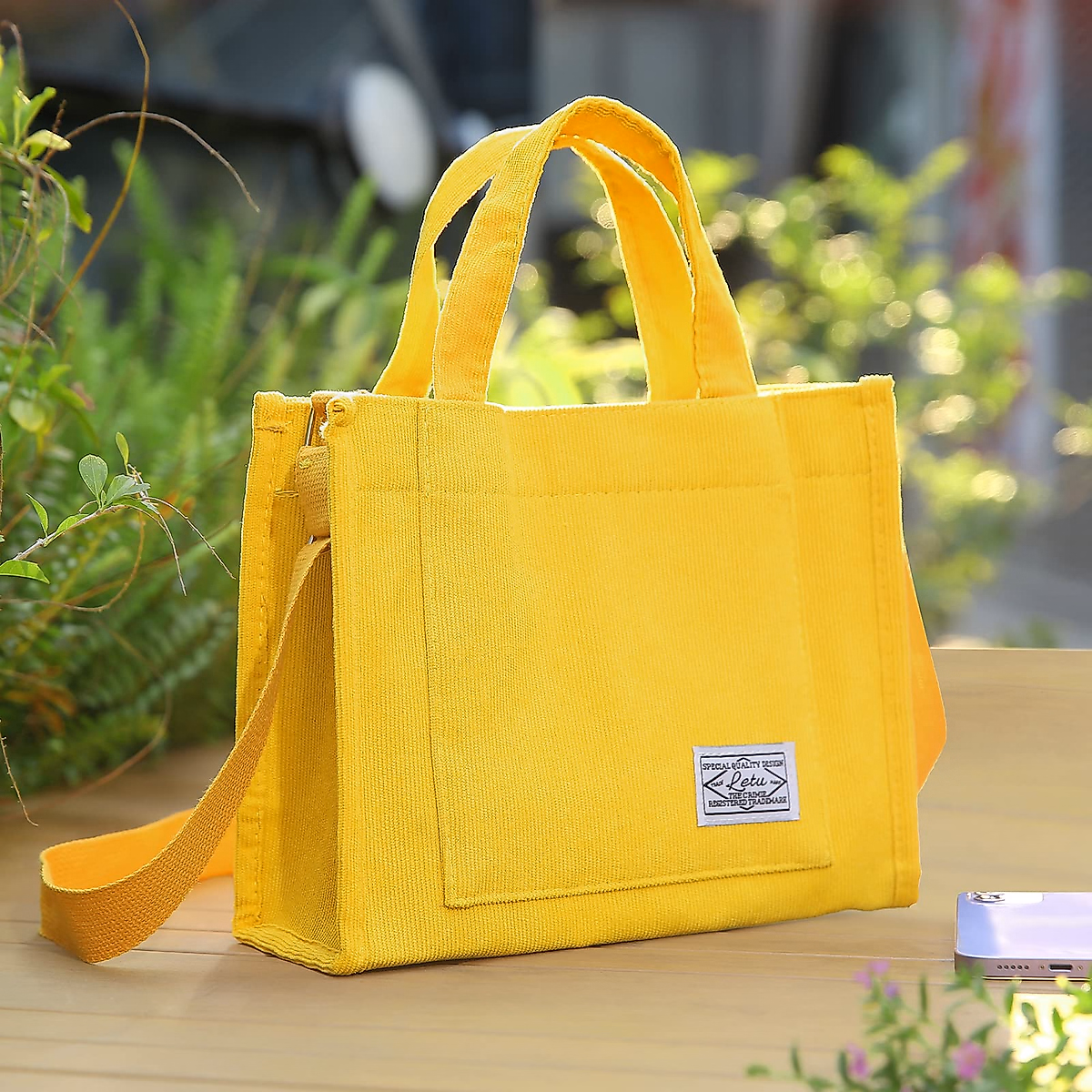 Women's Corduroy Fashion Satchel Designer Messenger Crossbody Hobo Handbag, Yellow