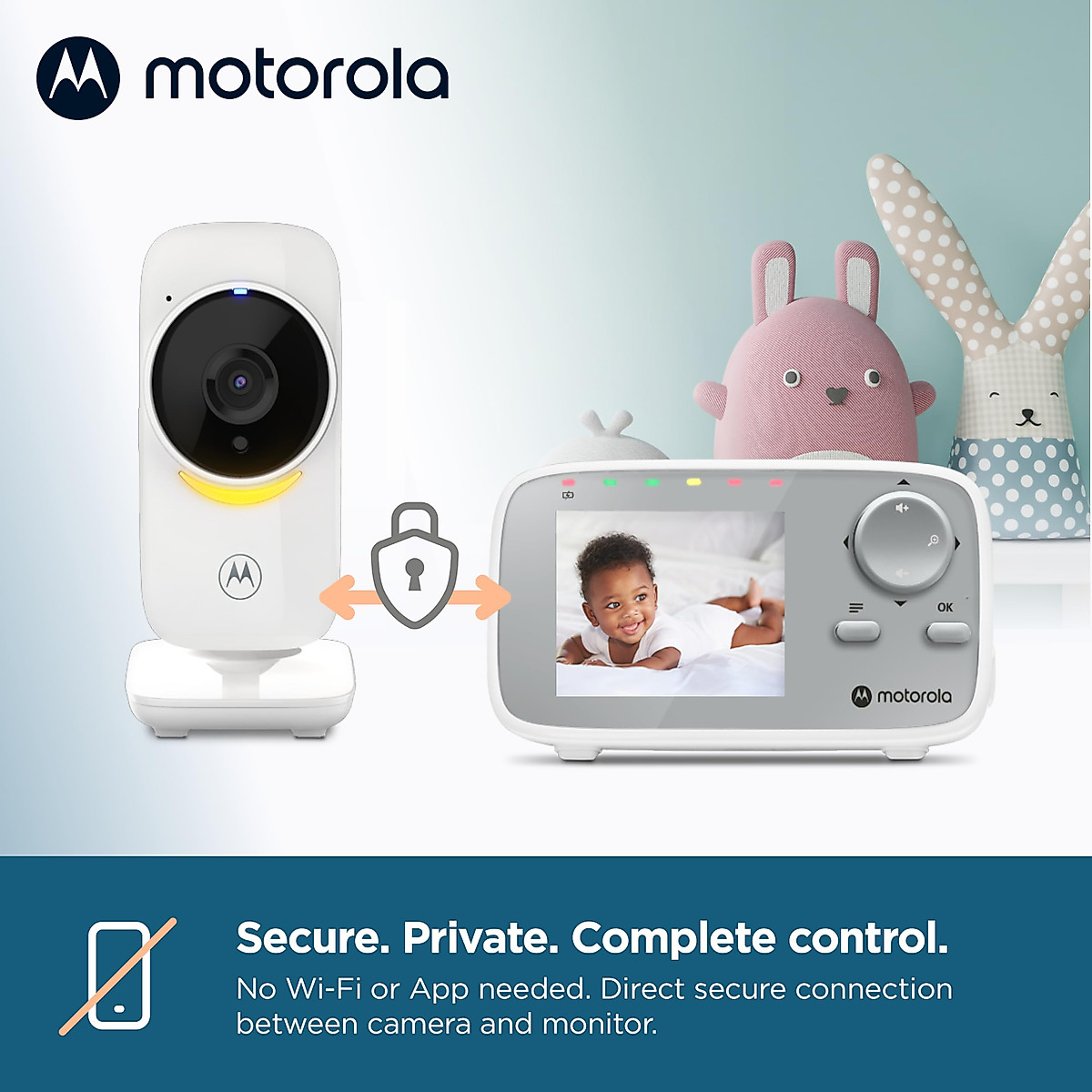 Motorola VM482 ANXL Indoor Video Baby Monitor W/Camera & Mood Light, 1000ft Range, 2.8" Color Screen, 1-Way Audio, Manual Pan/Tilt, Digital Zoom, Sound Level Indication, Night Vision