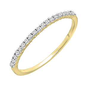 Dazzlingrock Collection 0.15 Carat (Cttw) Round White Diamond Minimalist Stackable Band for Women in 14K Solid Yellow Gold, Size 8