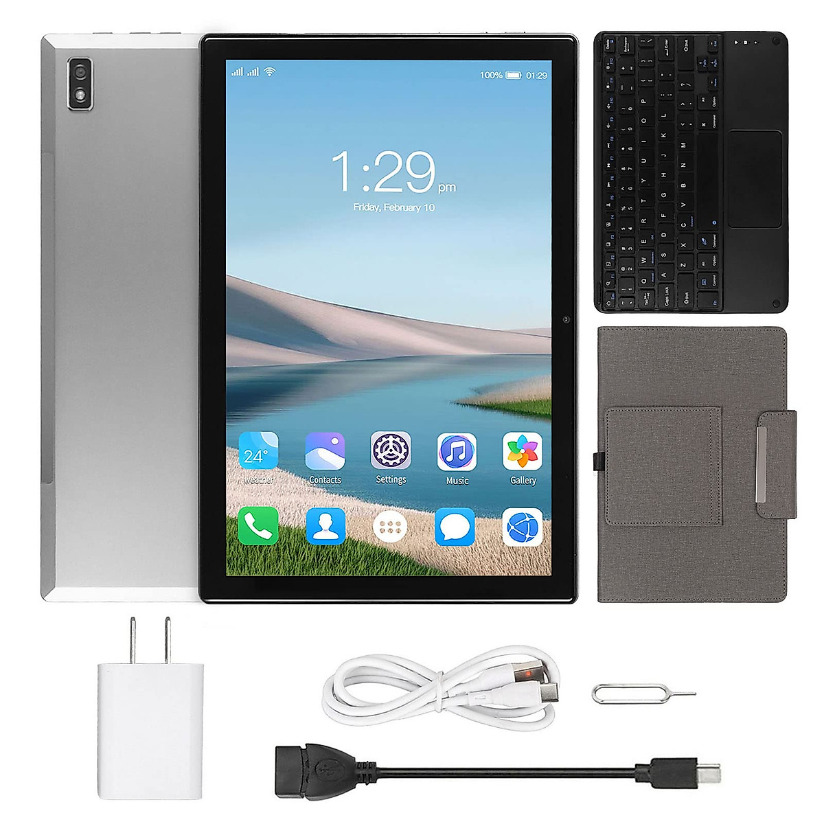 Yoidesu 10.1 Inch Tablet with Bluetooth Keyboard and Case, 8GB RAM 256GB ROM, HD Touch Screen, 16MP 8MP Dual Cam, Octa Core CPU Gaming Tablet, 5G WiFi Dual SIM Phone Call Tablet (US Plug)