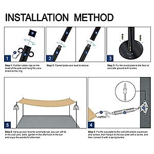 2 Pack 96inch Shade Sail Poles, Heavy Duty Sun Shade Poles - with Adjustable Turnbuckle for Shade Sail Canopy, Steel Post Stand w/Hooks for Outdoor String Light, Patio, Backyard