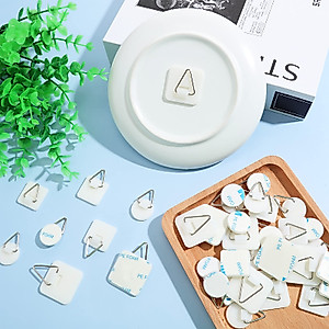 40 Pieces Invisible Adhesive Plate Hanger Round Vertical Plate Holder Self-Adhesive Wall Plate Hanger Self-Adhesive Wall Dishes Hook Rubber Plate Wall Hanger for Bathroom Kitchen Department Office