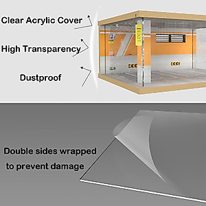 1/24 Scale Die-cast Car Garage Display Case with Clear Acrylic Cover and LED Lighting for 4 Parking Space (1:24-4 Parking Green)