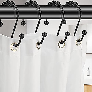 Shower Curtain Rings 12 Pcs Shower Curtain Hooks Metal Rust Resistant S Shaped with Rollers Shower Curtain Ring Hangers for Bathroom, Kitchen, Curtains, Clothing, Towels