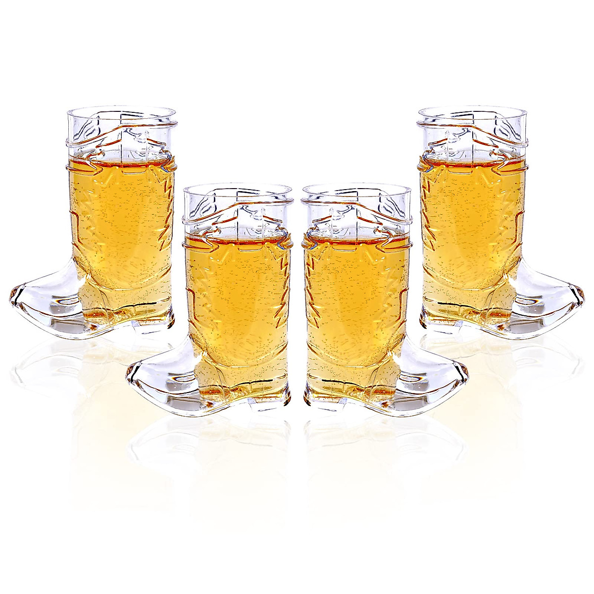 SHAOQINLIN Cowboy Boot Shot Glasses, 15 Pcs 1 oz Mini Plastic Boot Cups, Clear Pattern Beer Boot Mugs Western Cowboy Cowgirl Theme Party Supplies