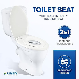 UMIEN Potty Training Toilet Seat 2 in 1 Toilet Seat For Toddlers & Adults – Kids Potty Training Easy To Install Elongated