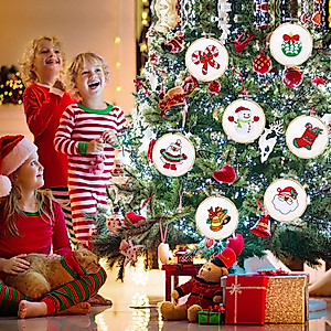 FEBSNOW 16 Pieces 4 Inch Embroidery Hoops Adjustable Natural Material Circle Cross Stitch Hoop Ring Bulk Wooden Round Embroidery Hoop for Art Craft Handy Sewing and Christmas Decoration