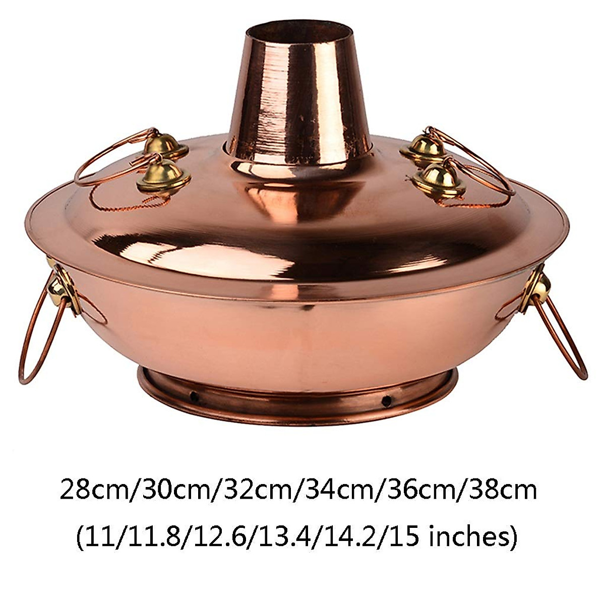 Chafing Dishes Dutch Oven for Bread Making Thickened Gas Copper Hot Pot Liquefied Gas Cassette Tableware Metal Copper Fire Boiler Home Shabu-shabu Hot Pot (Color : Brass, Size : 34cm)