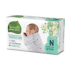 Seventh Generation Baby Diapers for Sensitive Skin, Animal Prints, Size 0 Newborn, 36 count