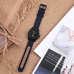 BISONSTRAP Sporty Nylon Watch Bands, Military Watch Strap for Men 22mm, Blue with Black Buckle