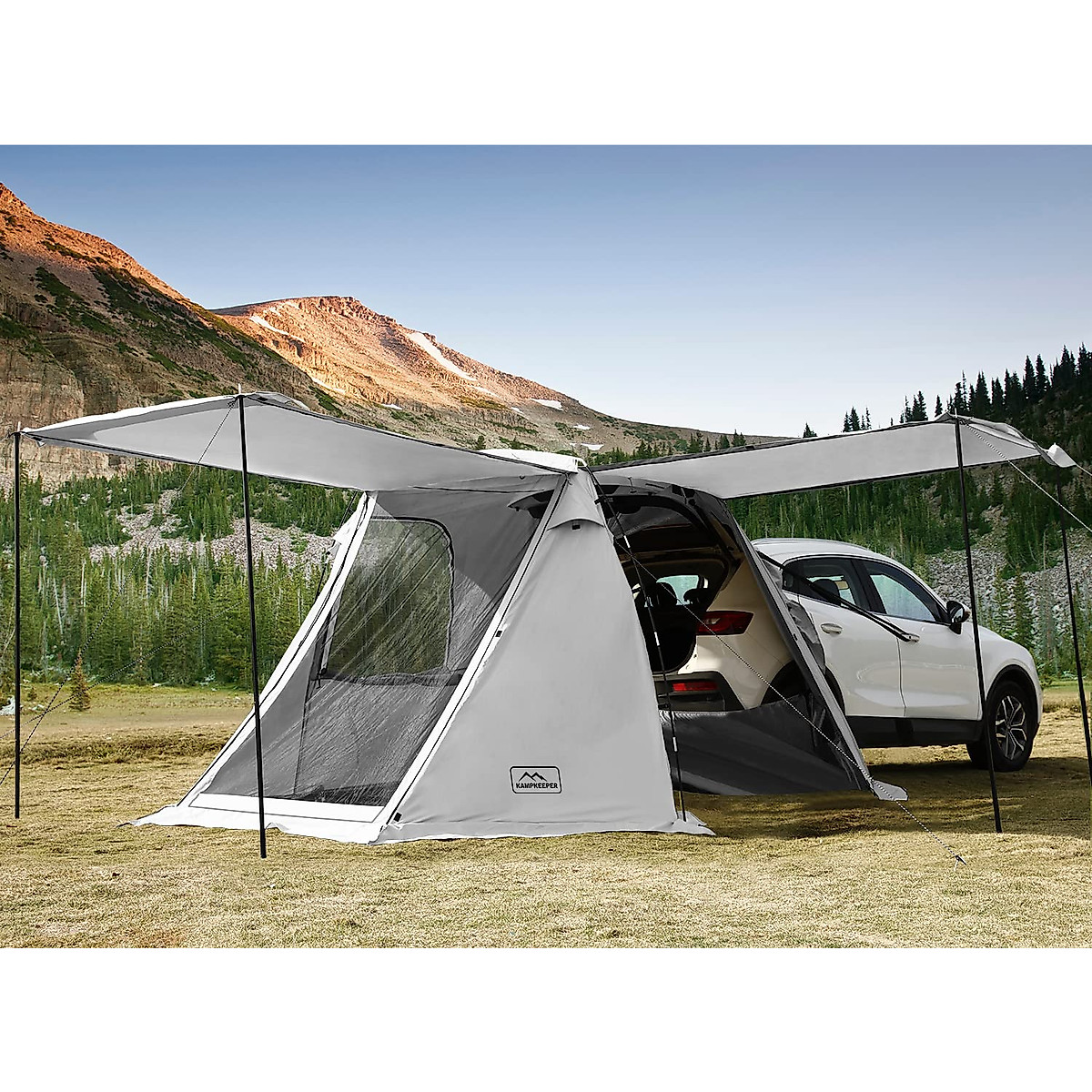 KAMPKEEPER SUV Car Tent, Tailgate Shade Awning Tent for Camping, Vehicle Camping Tents Outdoor Travel (Gray)