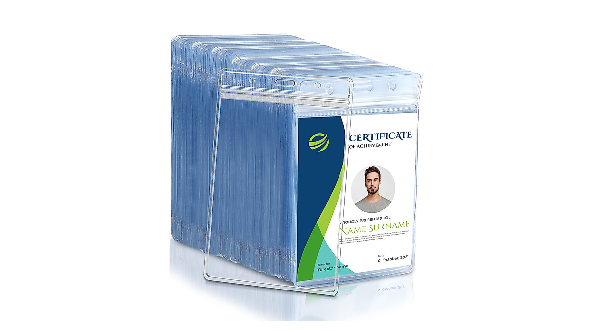 Durable 4x3 Horizontal ID Badge Holders - Waterproof & Reusable
