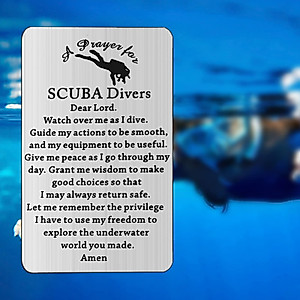 UJIMS Scuba Divers Prayer Wallet Card Insert Scuba Diving Gift Extreme Sports Jewelry for Divers Adventure Metal Wallet Gift for BFF (Scuba Divers Prayer Wallet)