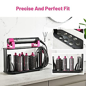 Storage Holder for Dyson Airwrap Styler, 8-Holes Countertop Bracket Organizer Stand Storage Rack for Hair Curling Iron Wand Barrels Brushes Diffuser Nozzles for Home Bedroom Bathroom - Aluminum Alloy