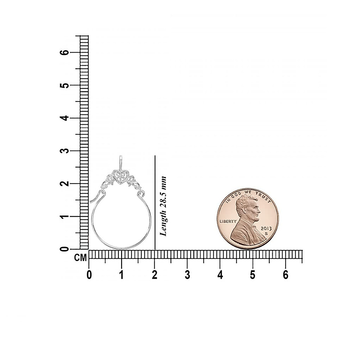 Auriga Fine Jewelry 925 Sterling Silver Heart with Scroll Charm Holder Pendant for Women (L- 1.13 Inch)