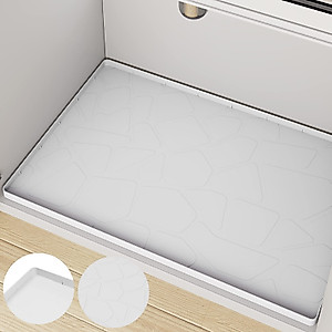 Under Sink Mat, 34" x 22" Under Sink Mats for Kitchen Waterproof - Silicone Under Sink Liner Drip Tray with Drain Hole (Gray)