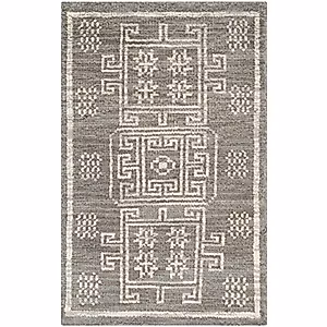 SAFAVIEH Kenya Collection Accent Rug - 2' x 3', Grey, Hand-Knotted Moroccan Boho Tribal Wool, Ideal for High Traffic Areas in Entryway, Living Room, Bedroom (KNY635A)