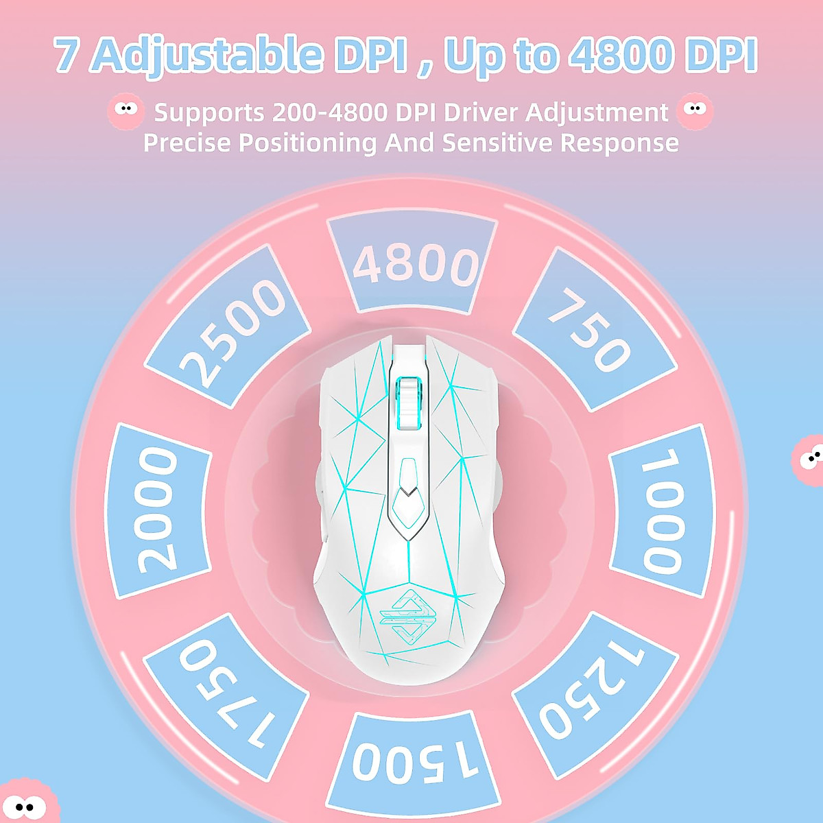 FELICON RGB Lightweight Gaming Mouse, Programmable 7 Buttons, Ergonomic LED Backlit USB Gamer Mice Computer Laptop PC, for Windows Mac OS Linux(Star White)