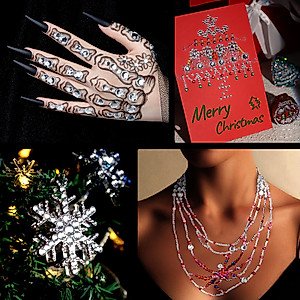 FANDAMEI 2672 PCS Face Gems, Self Adhesive Hair Gems Face Rhinestones Stickers, Face Jewels for Women, 3/4/5/6/8/10 mm Eye Gems Stickers, Hair Pearl Stickers, Rhinestones for Makeup, Face, Hair, Nail