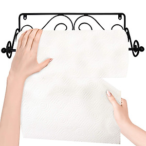 Blue Donuts Farmhouse Paper Towel Holder Wall Mount - Easy One-Handed Tear Kitchen Paper Towel Dispenser, Under Cabinet Paper Towel Holder, Black