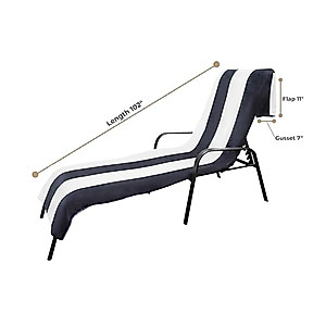Superior Cabana Cotton Lounge Chair Cover, Outdoor Towel/Chaise Furniture Covers, Terry Cloth, Beach, Spa, Swim Accessories, Pool Chair Cover, Soft, Quick Drying, 32" x 102", Charcoal