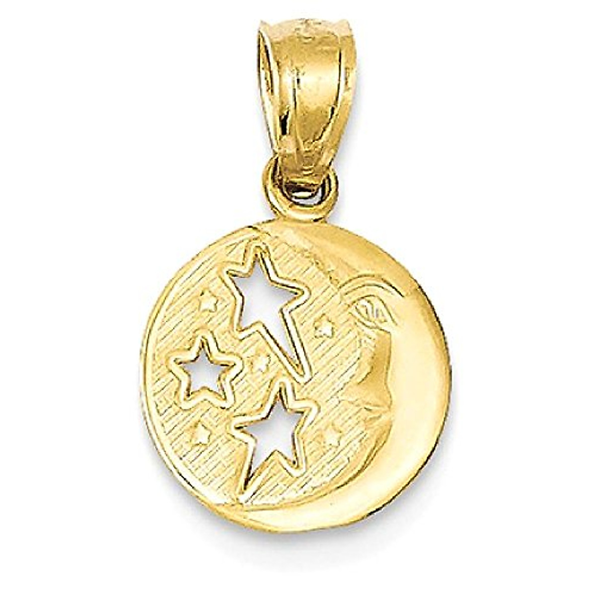 IceCarats 14K Yellow Gold Crescent Moon Stars Necklace Charm Pendant 20mm x 13mm Only