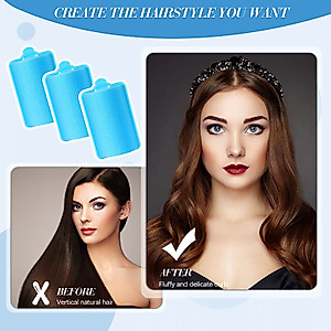 Geyoga 18 Pieces Sponge Hair Rollers Large Soft Foam Hair Styling Curlers Large Size Hairdressing Curlers for Women(1.4 x 2.6 Inches,Blue)
