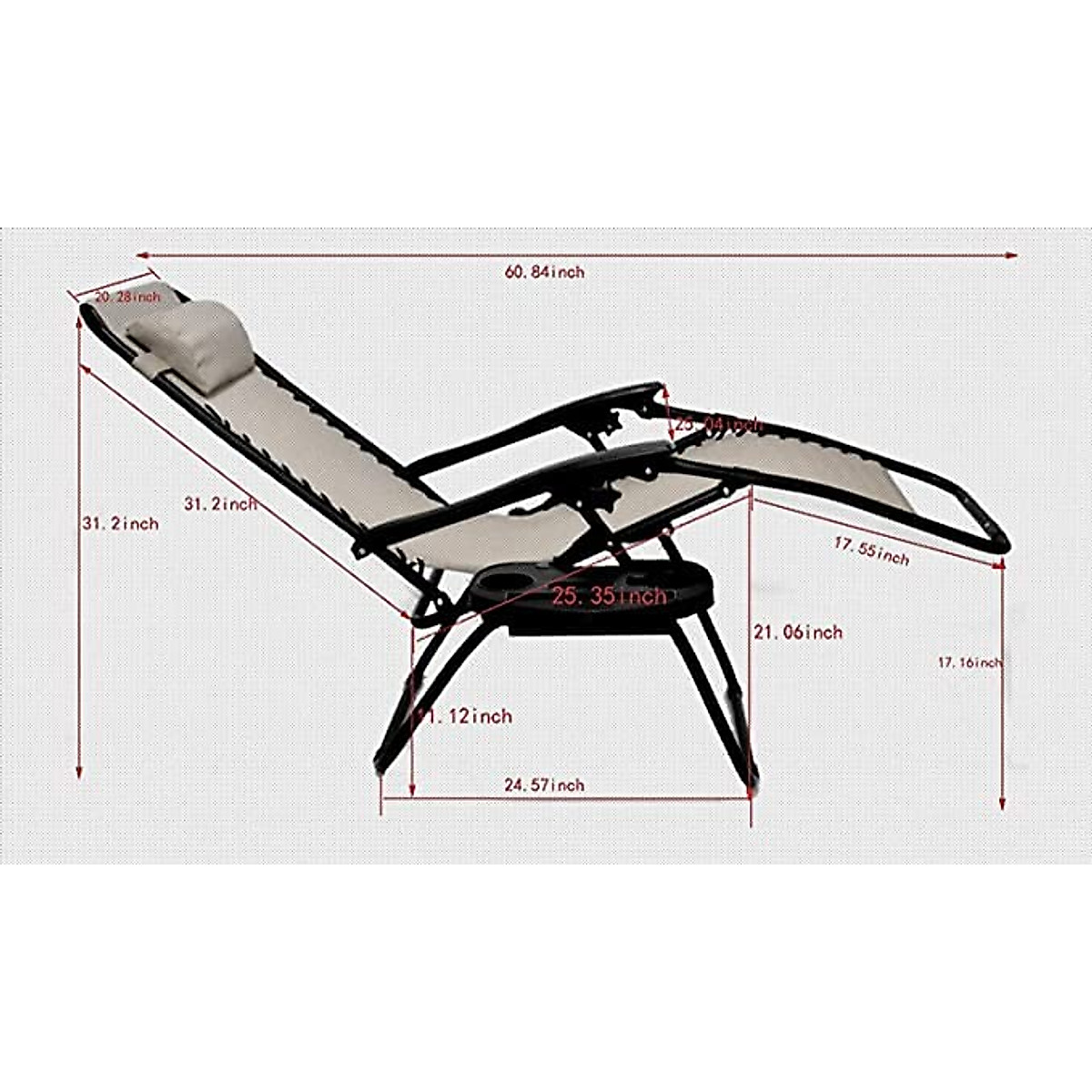 BTEXPERT Adjustable Steel Mesh Zero Gravity Lounge Chairs Case Outdoor Patio Recliner Beach Yard Garden with Pillows Sunshade Utility Tray Cup Holder Gray Two Case Pack (Set of 2 pcs)