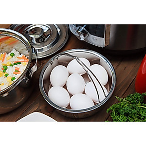 Hatrigo Multi-Purpose Bowl Stackable Steamer Insert Pans for Pot in Pot with Handle Lid, PIP Compatible with Instant Pot Accessories 6 qt 8 qt only, Ninja Foodi Instapot Accessory (7.5 in x 4.5 in)