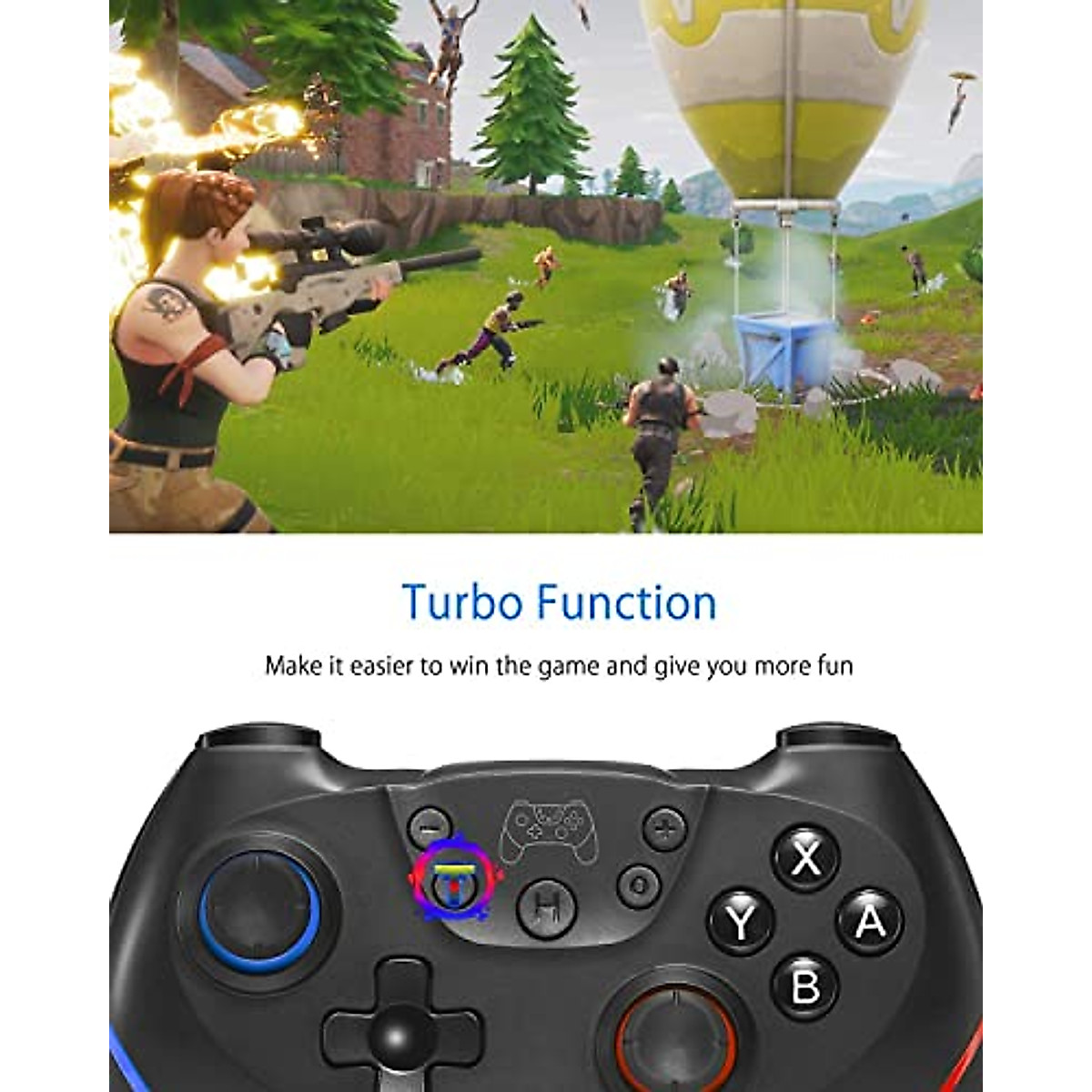 Switch Controller, Wireless Pro Controller for Switch/Switch Lite/Switch OLED, Switch Remote Gamepad with Joystick, Adjustable Turbo Vibration, Ergonomic Non-Slip