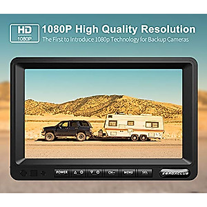 ZEROXCLUB HD Digital Wireless Backup Camera for RV/Truck/Trailer/Van/Bus, 7 Inch HD 1080p LCD Monitor and IP69 Waterproof Rear Camera System,HDCVI Signal,Night Vision,Record(SW01-black)