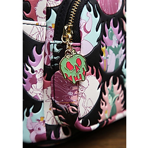 Loungefly Disney Villains Pastel Flames All Over Print Womens Double Strap Shoulder Bag Purse