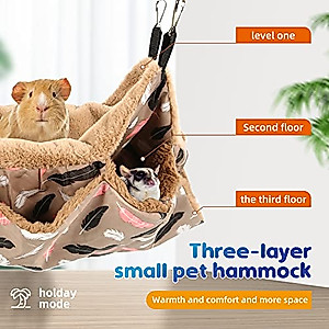 Hamster Hammock and chinchilla Hanging Tunnel Toys, Warm Bed and Gaming Platform, Include Guinea Pig Hammock False Vines Hideouts, Suitable for Hamster Chinchilla Sugar Glider Guinea Pig Squirrel