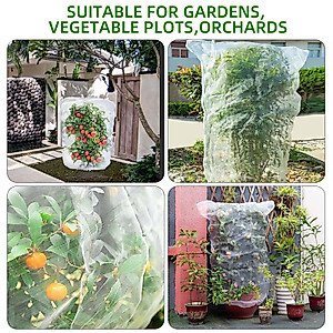 PDGROW Garden Mesh Netting for Plants, 4 Pack Insect Bird Barrier Netting Mesh with Drawstring, 3.3x2.6 FT Garden Bug Netting Plant Cover for Protect Fruit Tree Vegetable Flower