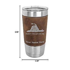 LaserGram 20oz Vacuum Insulated Tumbler Mug, Gadsden Flag, Personalized Engraving Included (Faux Leather, Rustic)