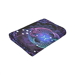 Pisces Throw Blanket Flannel Constellations Blanket Warm & Soft 12 Horoscope Astrology Throw Blankets Constellation Theme Home Décor 50"X40"