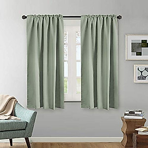H.VERSAILTEX Blackout Curtains Thermal Insulated Window Treatment Panels Room Darkening Blackout Drapes for Living Room Back Tab/Rod Pocket Bedroom Draperies, 52 x 63 Inch, Light Sage, 2 Panels