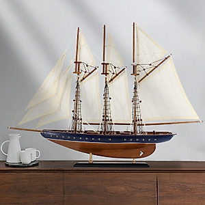 NAUTIMALL 25" Wooden Sailboat Model Sailing Yacht Atlantic Schooner Ship Scale Replica Nautical Home Decor Display Collection Watercraft